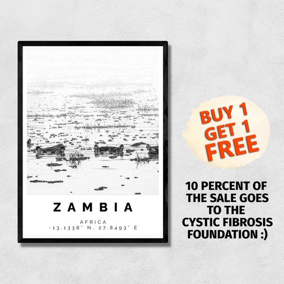 Zambia Poster Black and White Print Zambia Wall Art Zambia - Etsy