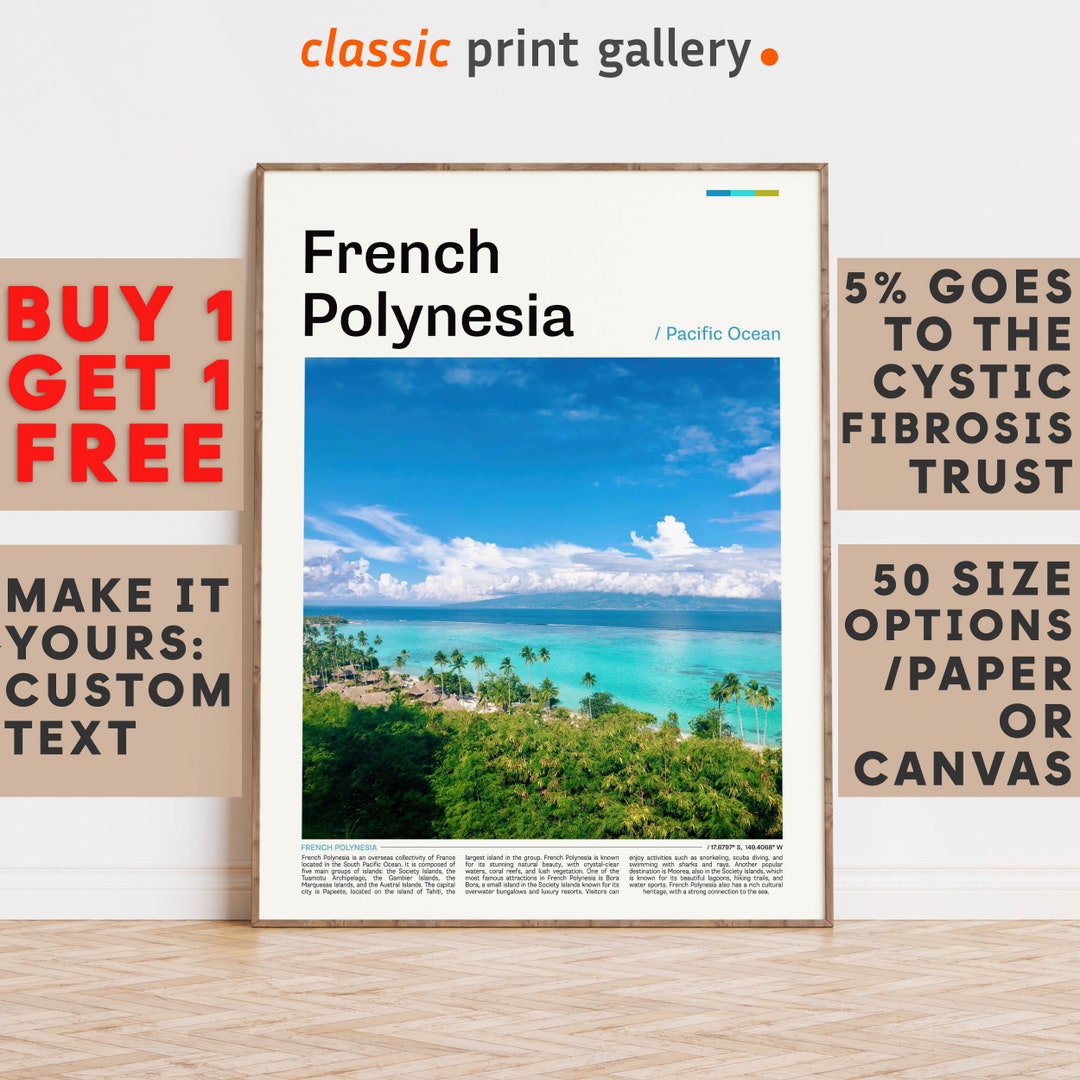 French Polynesia Print, French Polynesia Wall Art, Color Poster With ...