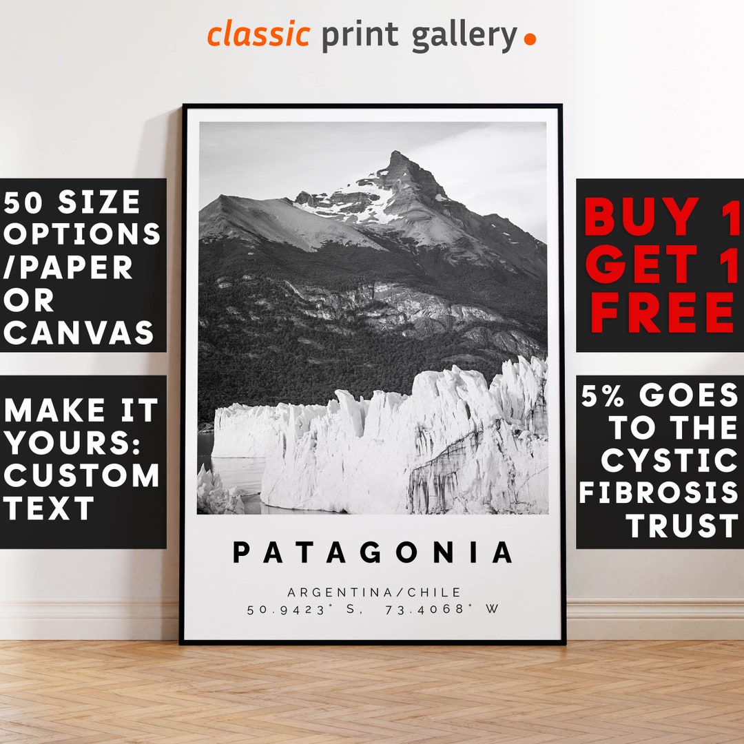 Patagonia Poster Black and White Print, Patagonia Wall Art, Patagonia ...