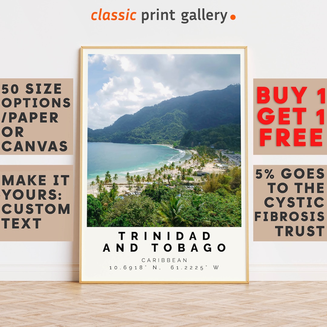 Trinidad and Tobago Poster Colorful Print, Trinidad and Tobago Wall Art ...