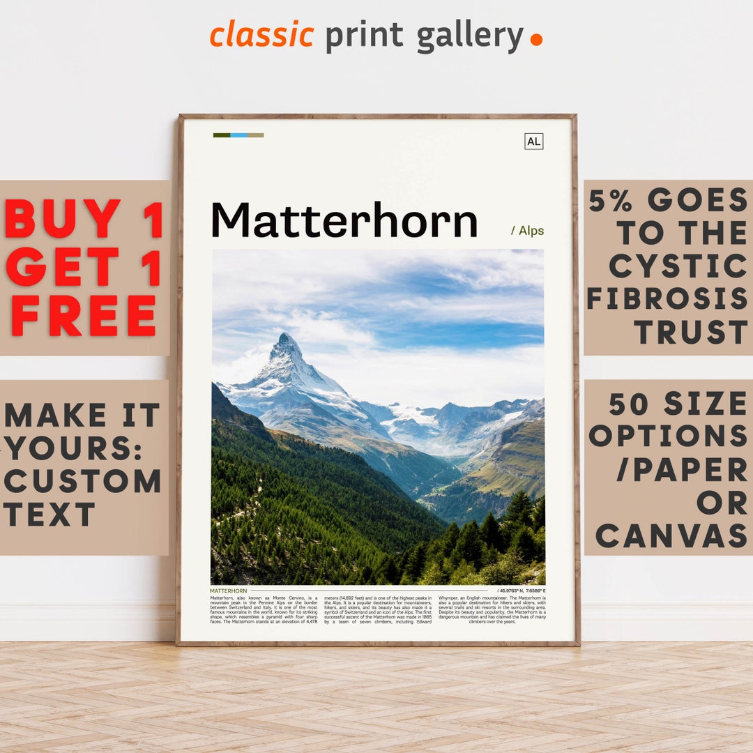 Matterhorn Print, Matterhorn Wall Art, Matterhorn Color Poster With ...