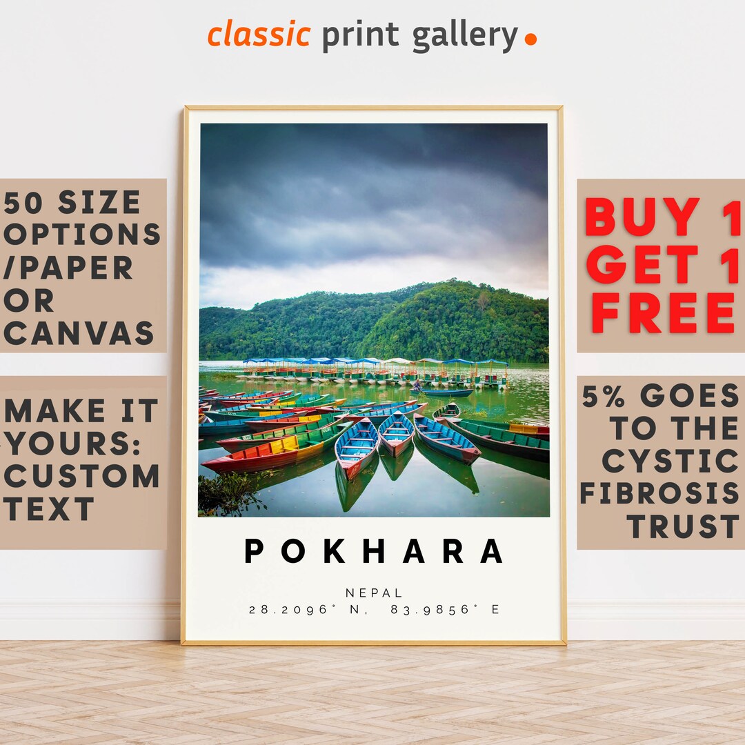 Pokhara Poster Colorful Print, Pokhara Wall Art, Pokhara Photo Decor ...