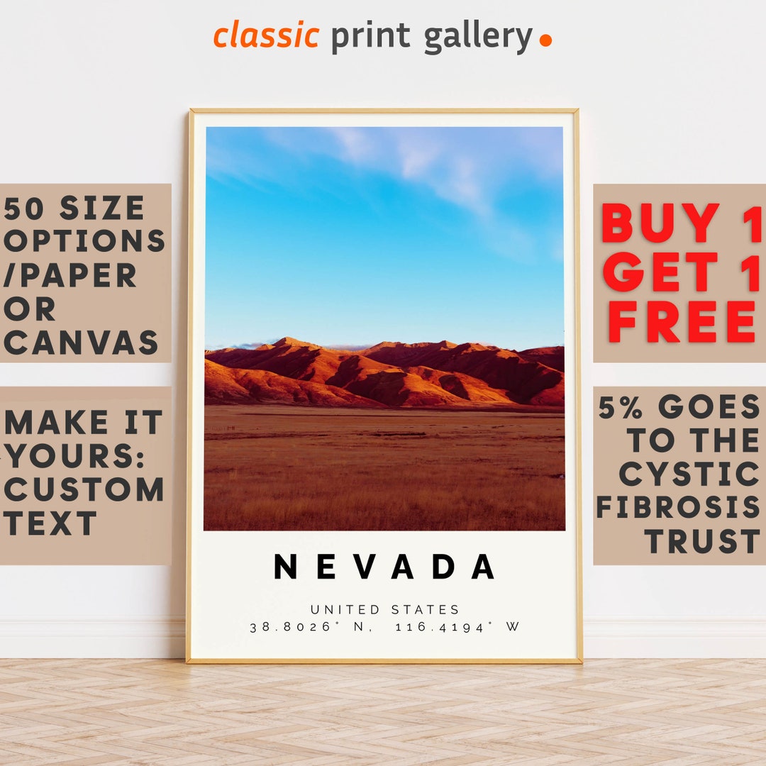 Nevada Poster Colorful Print, Nevada Wall Art, Nevada Photo Decor ...
