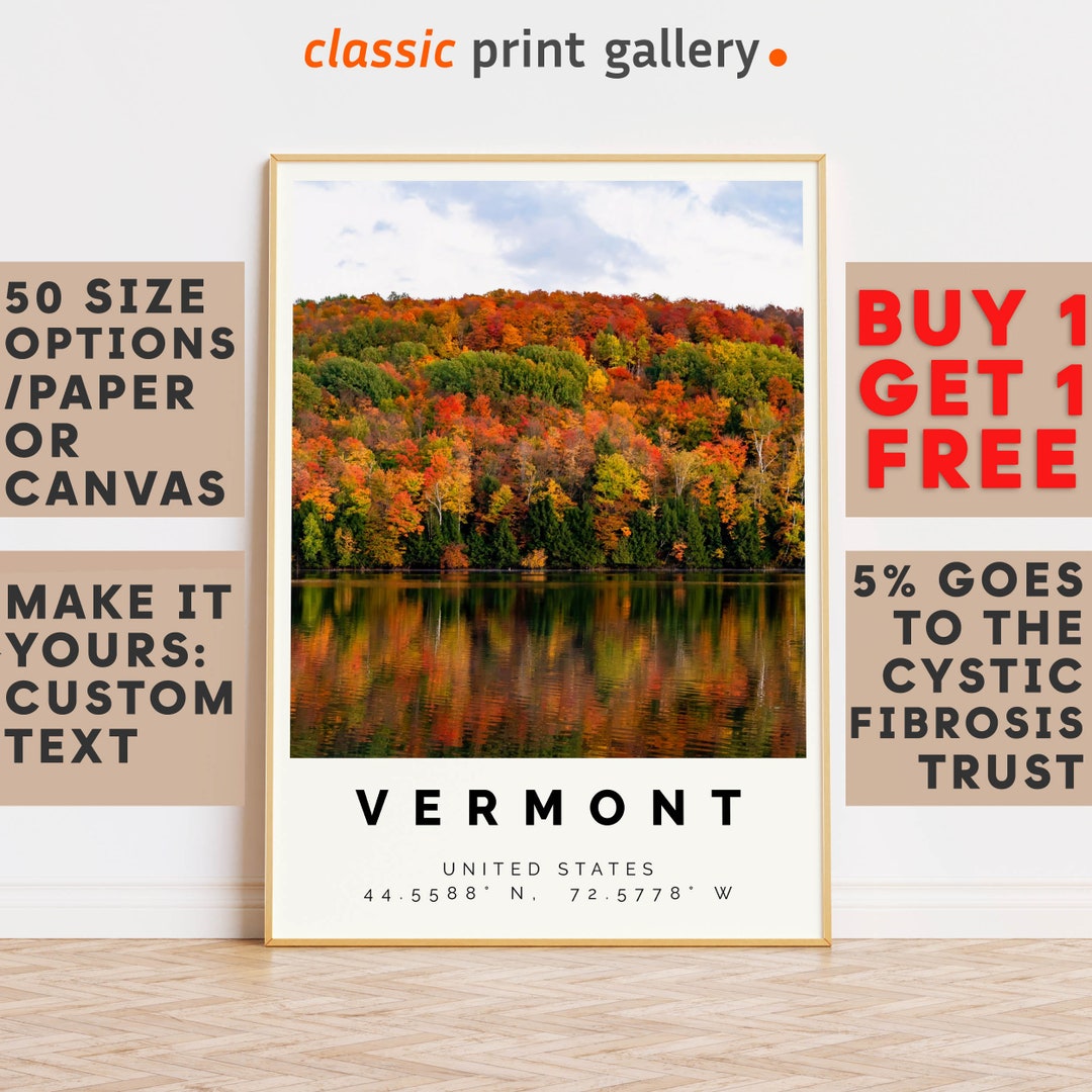Vermont Poster Colorful Print, Vermont Wall Art, Vermont Photo Decor ...