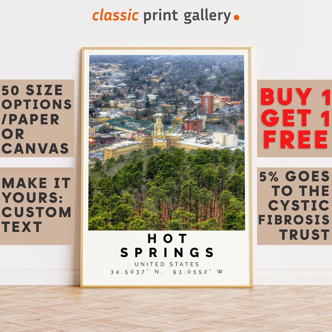 Hot Springs Poster Colorful Print, Hot Springs Wall Art, Hot Springs ...