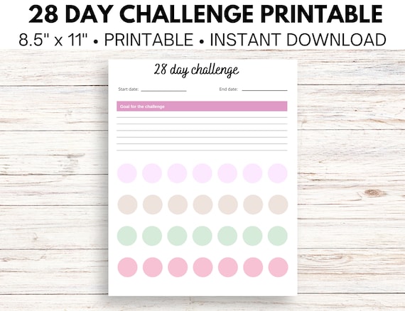 28 Day Challenge Printable Printable Goal Tracking Planner - Etsy UK