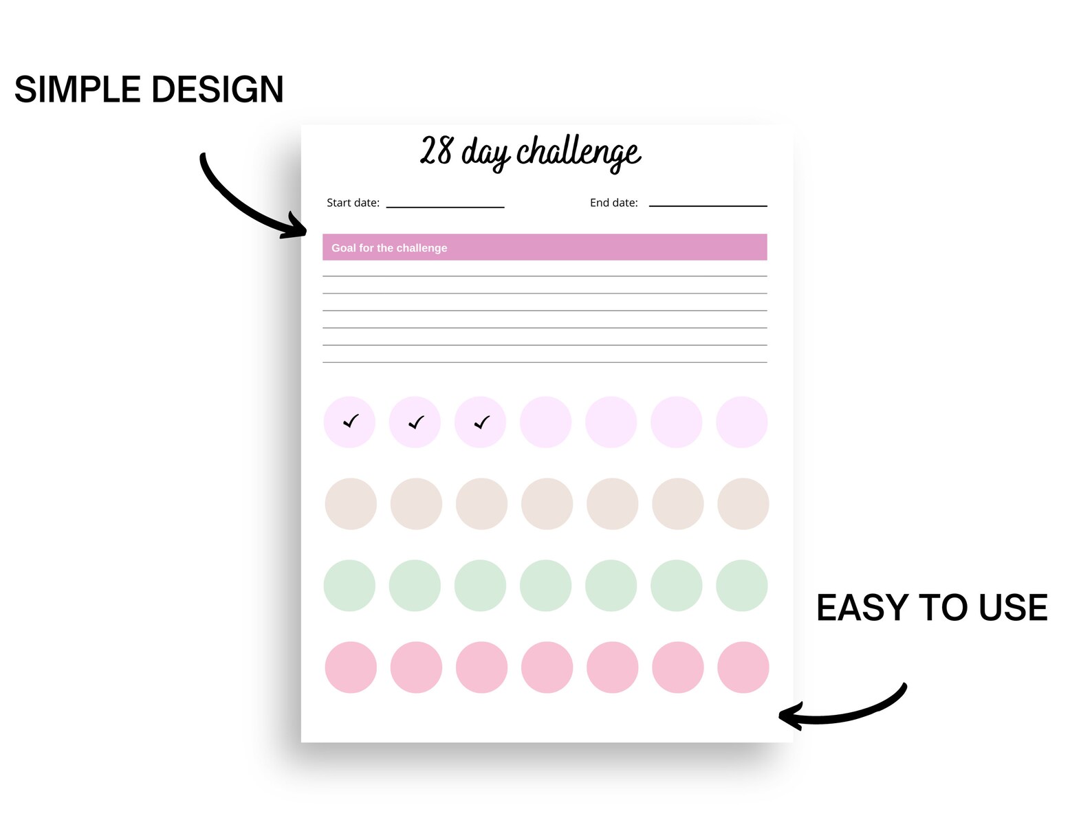28 Day Challenge Printable Printable Goal Tracking Planner - Etsy UK