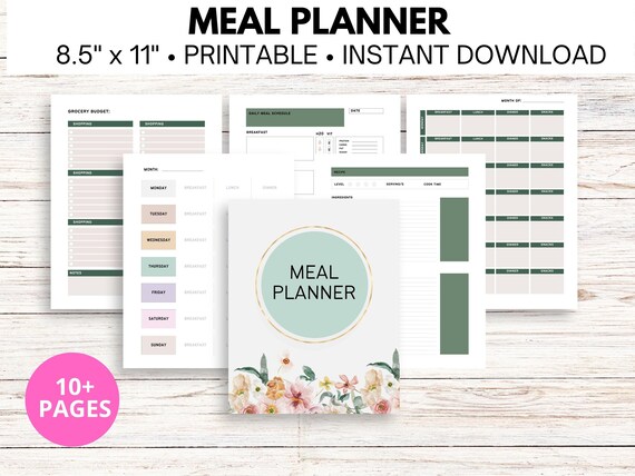 Meal Planner Bundle Meal Plan Grocery List Kitchen - Etsy