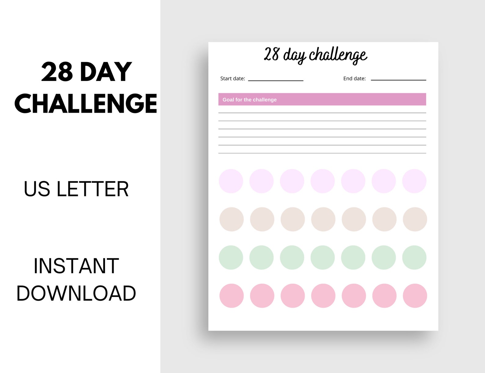 28 Day Challenge Printable Printable Goal Tracking Planner - Etsy UK