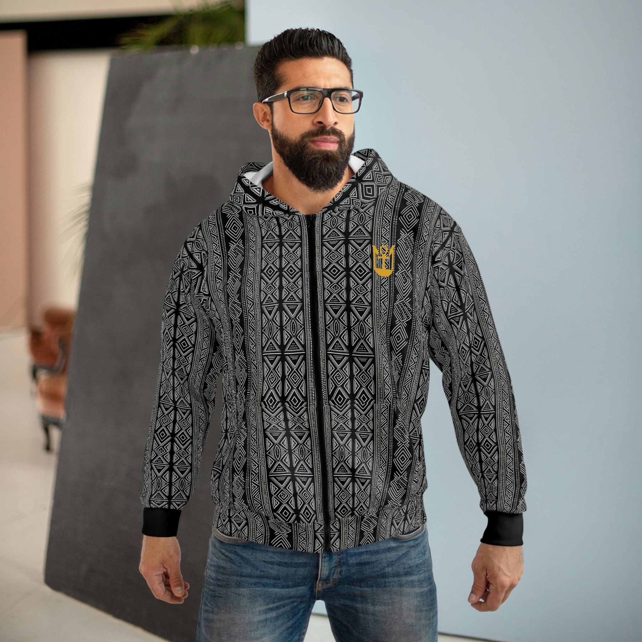 BRK Black Mud Cloth Zip up Hoodie - A Symbol of African Pride and ...