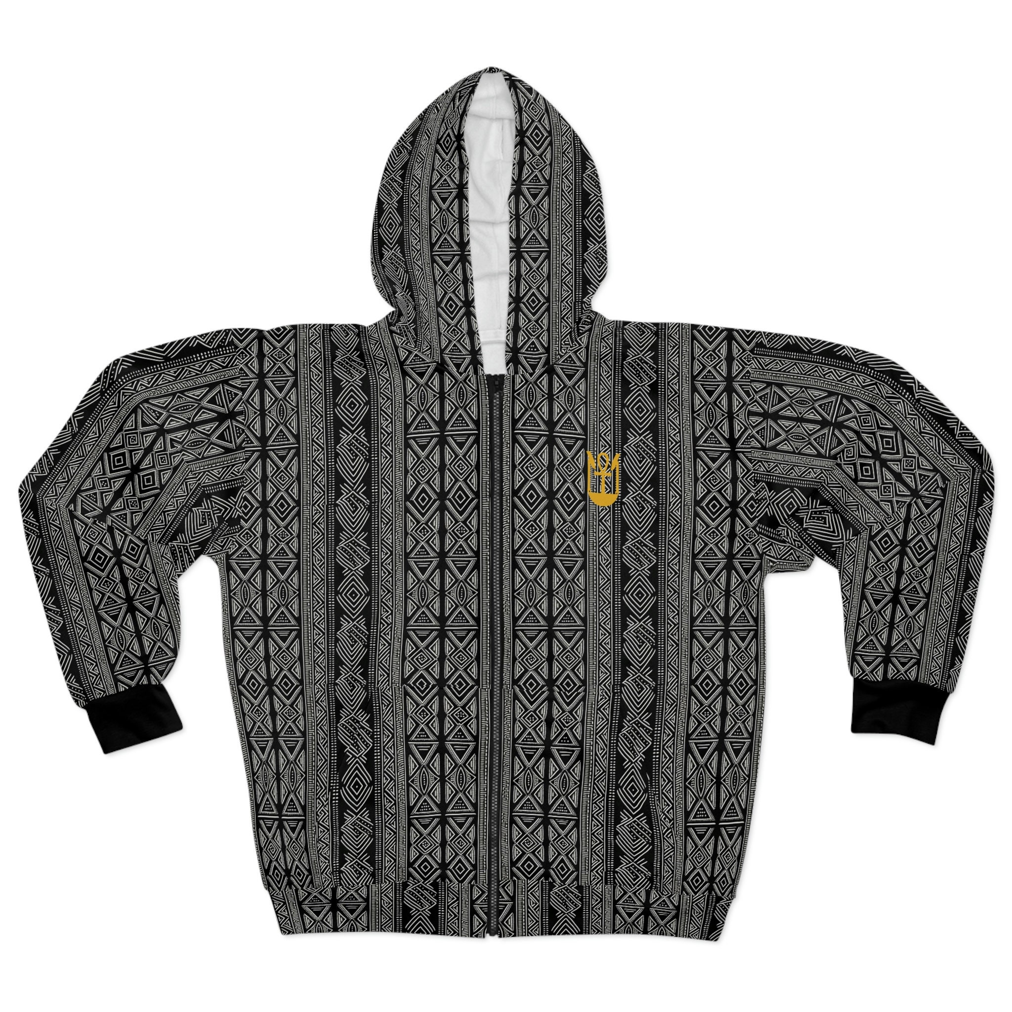 BRK Black Mud Cloth Zip up Hoodie - A Symbol of African Pride and ...