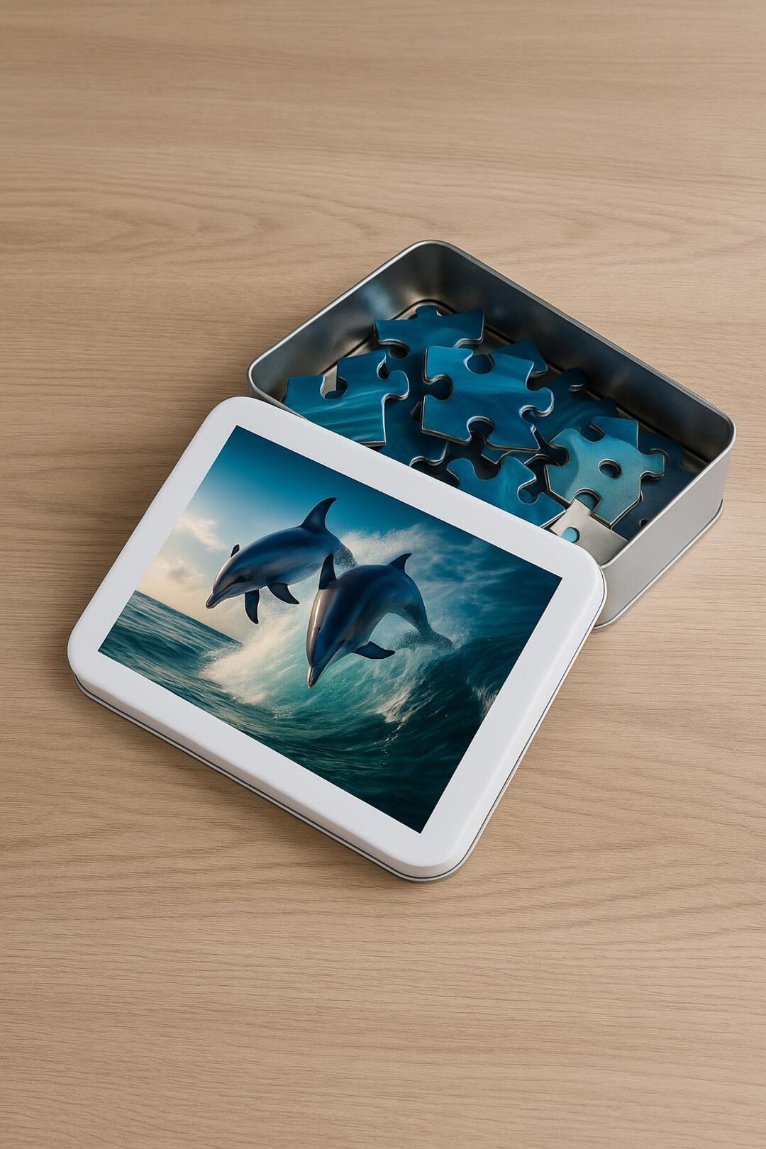 Personalized Dolphin Jigsaw Puzzle With Tin Box Ocean Wave Puzzle Gift ...