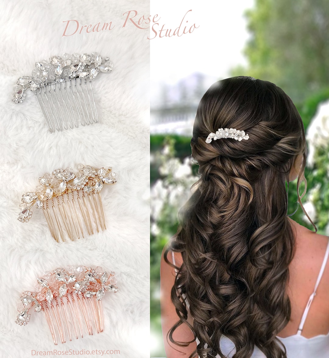 Bridal Crystal Comb, Wedding Hair Accessories, Rhinestone Comb, Crystal ...