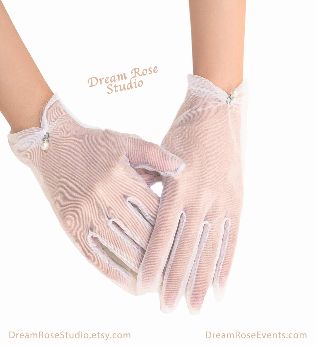 Opening Sale! White Sheer Gloves With High Quality Pearl Wedding Bridal ...