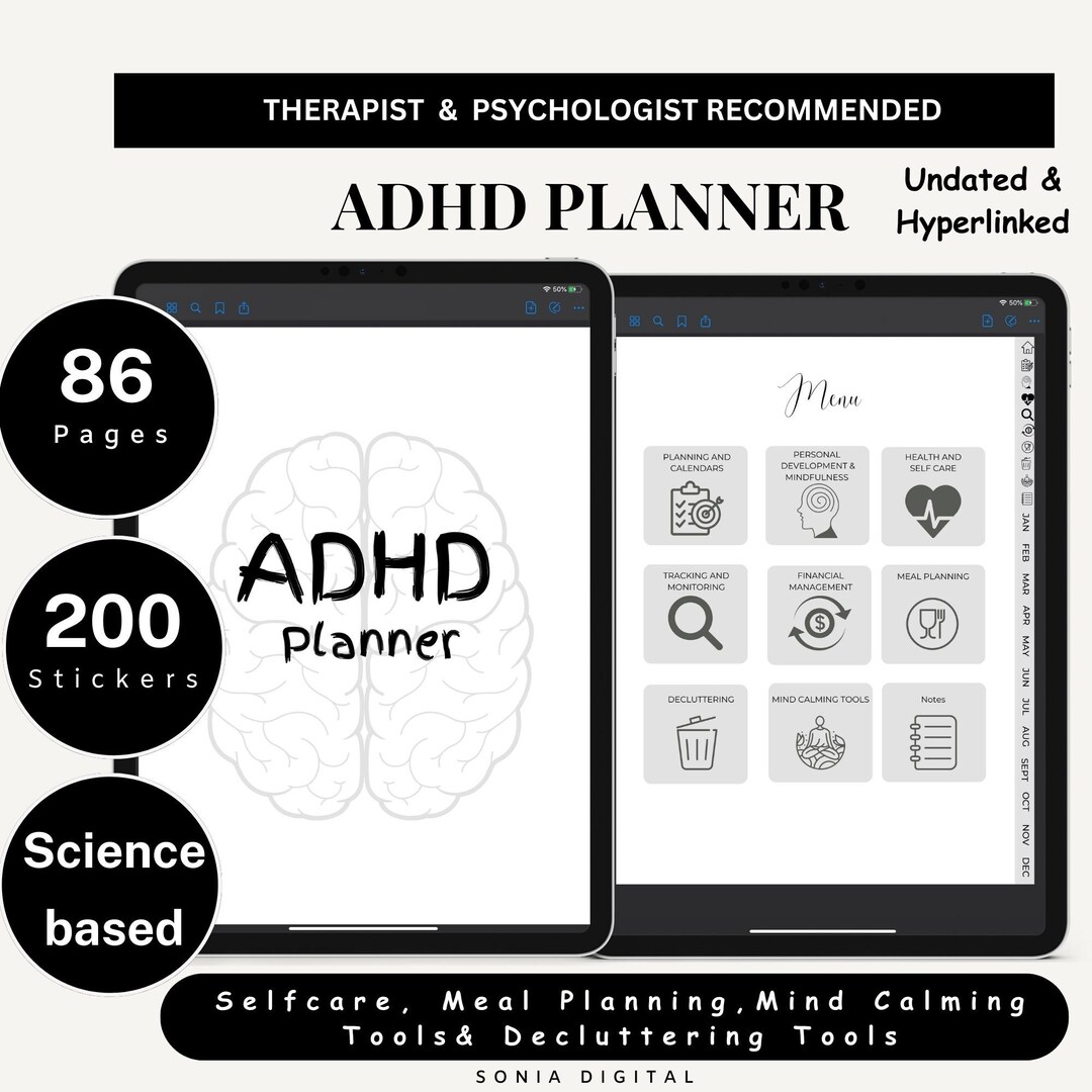 ADHD Digital Planner, 2023 2024 Dated ADHD Digital Planner, ADHD ...