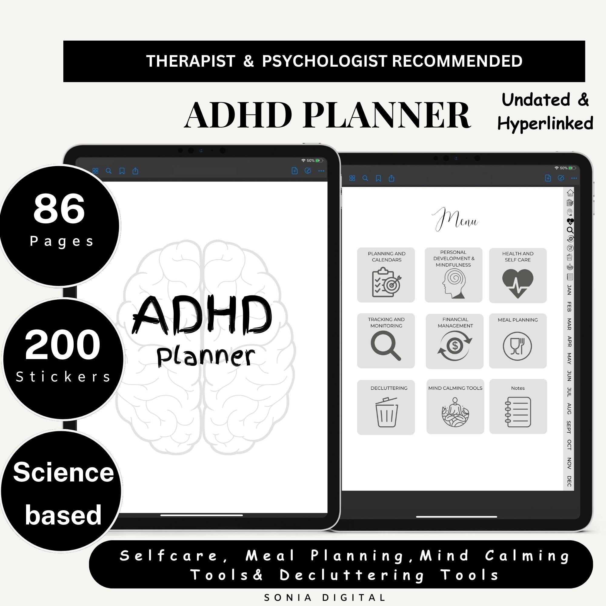 ADHD Digital Planner, 2023 2024 Dated ADHD Digital Planner, ADHD ...