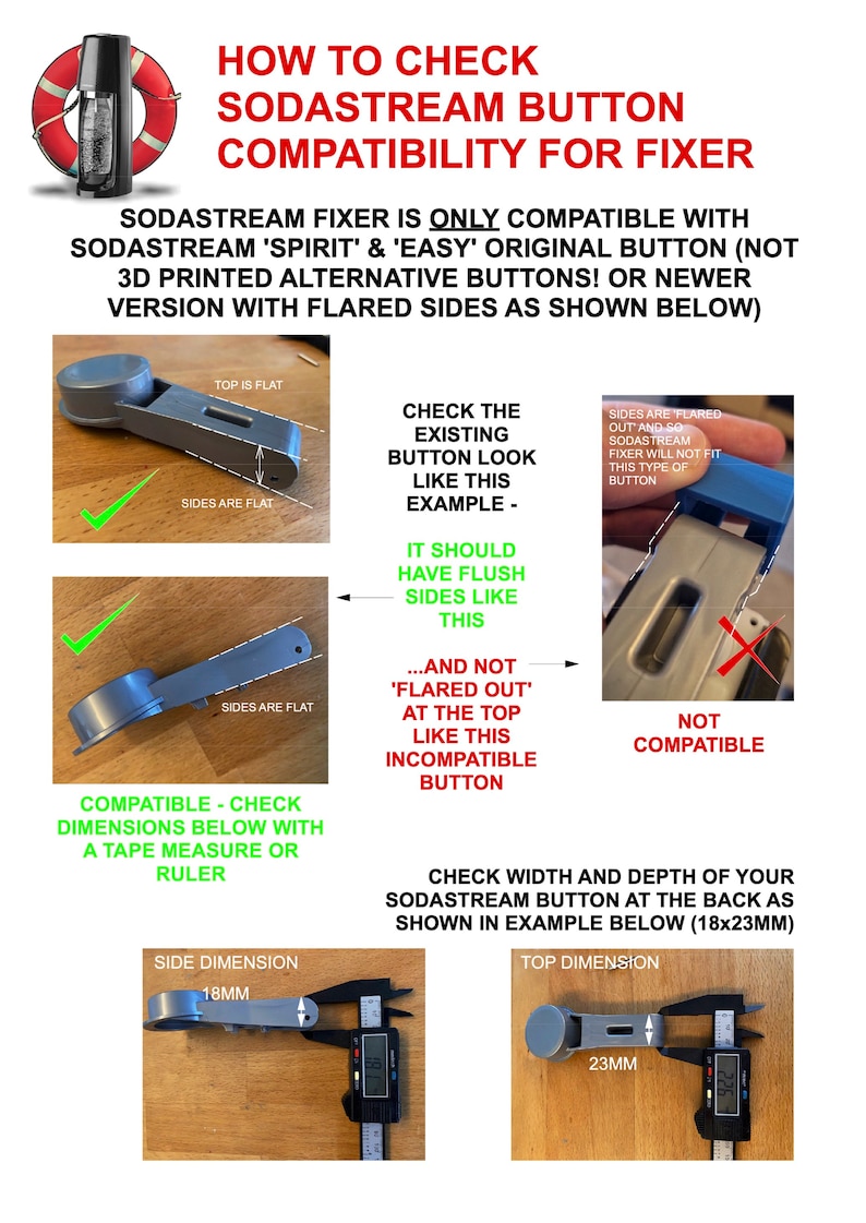 Sodastream Spirit/easy/fizzi Button Fix or Strengthener (23mm Wide ...