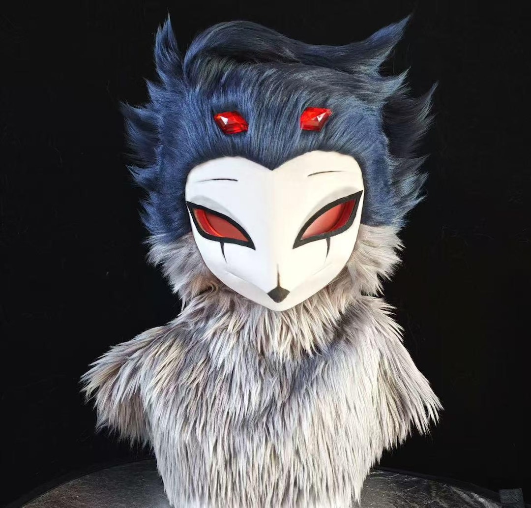 Helluva Boss Stolas Kigurumi Fur Head, Cute Furry Mask Head, Furi Cos ...