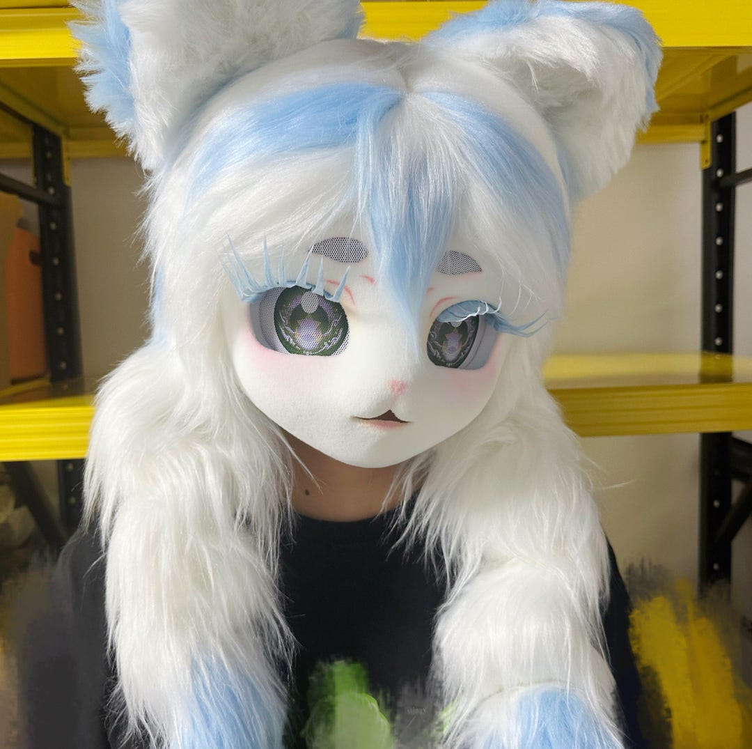 Kig Fursuit Head, Blue Bear Furry Head,fantasy Creatures,cute Y2k Furry ...
