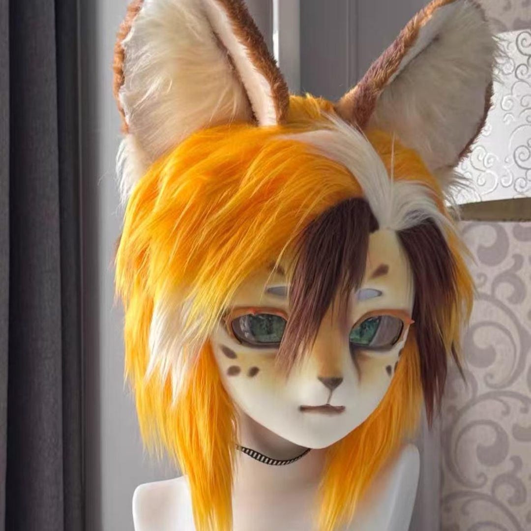 Kigurumi Furry Head, Fox Furry Mask Head, Y2K Fursuit Cos, Fox Furry ...
