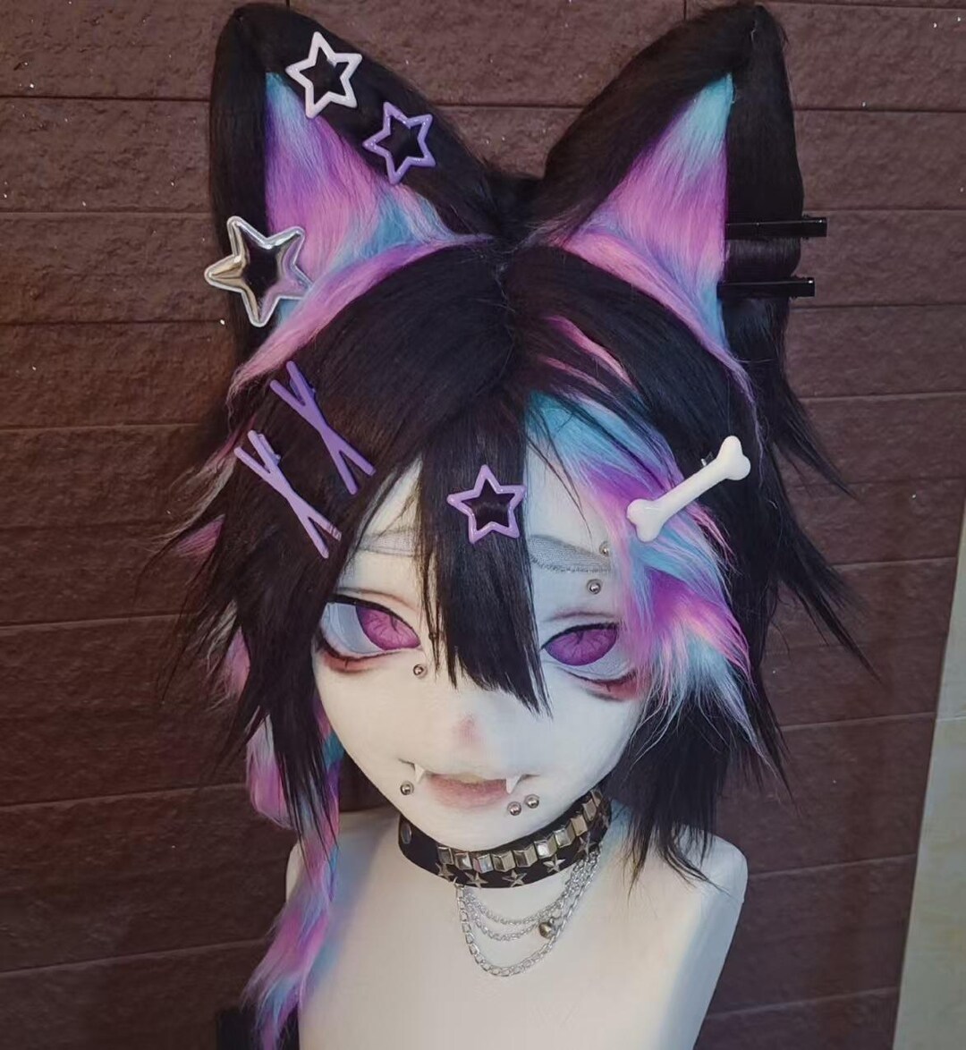 Kigurumi Furry Head,dark Gothic Furry Mask Head, Y2K Fursuit Cos, New ...