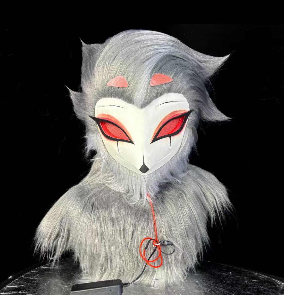 Helluva Boss stolas Kigurumi Fur Head, Linda cabeza de máscara peluda ...