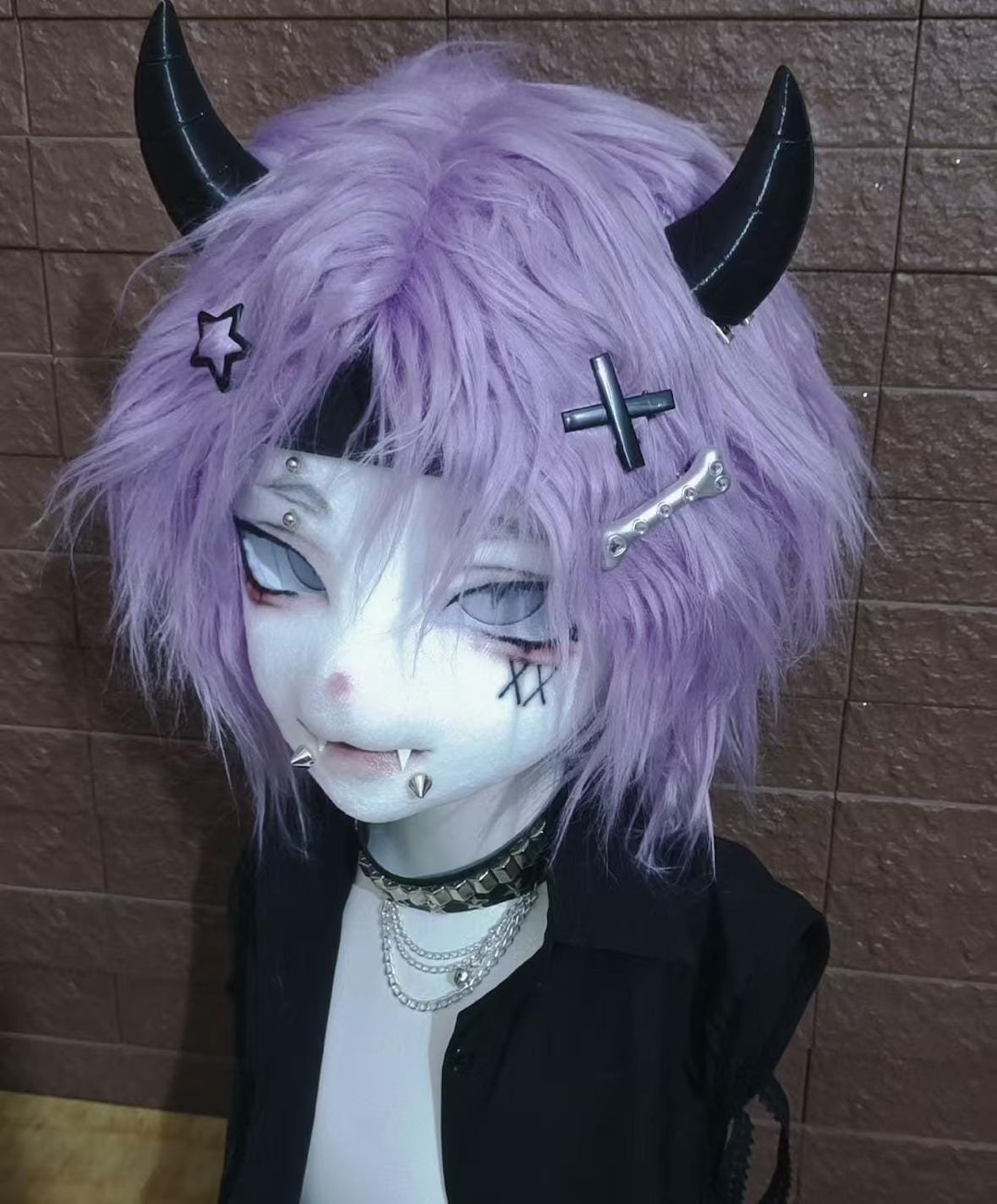 Kigurumi Furry Head,dark Gothic Furry Mask Head, Y2K Fursuit Cos, New ...