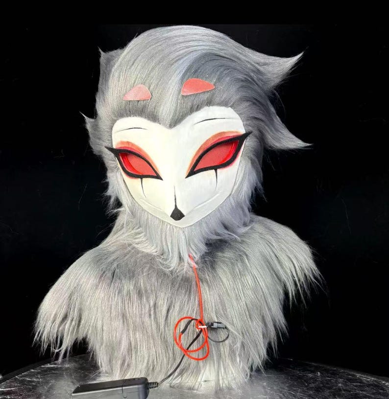 Helluva Boss stolas Kigurumi Fur Head, Linda cabeza de máscara peluda ...