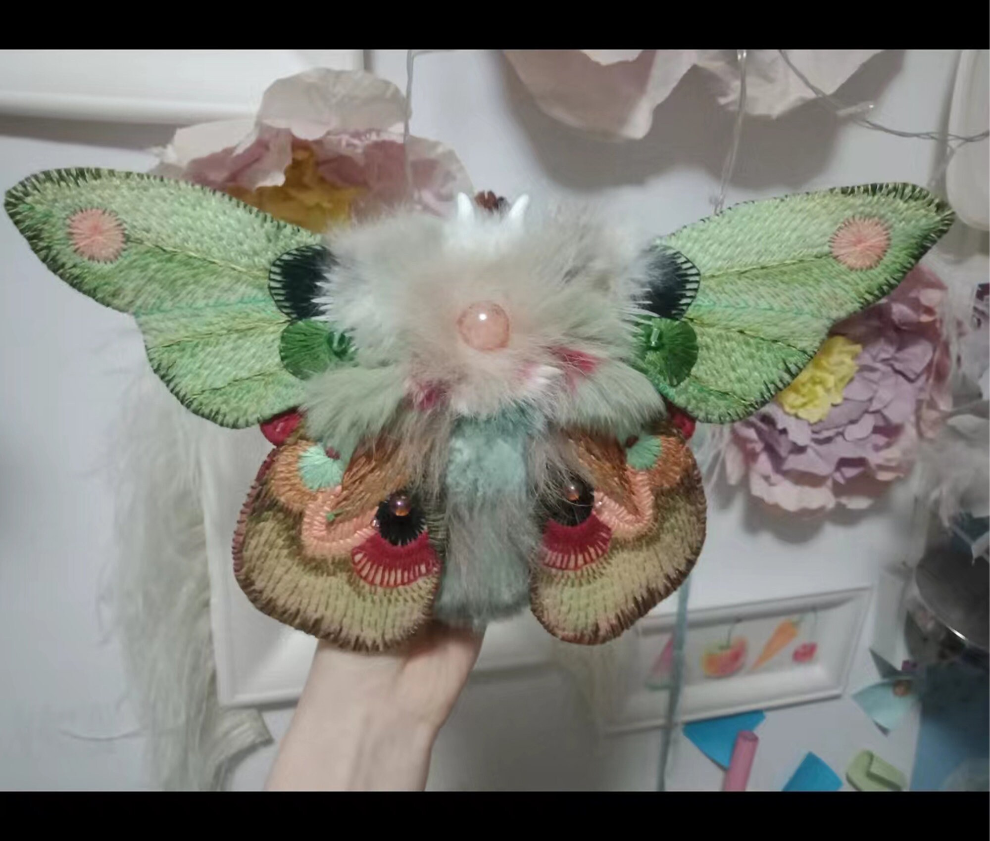 Handmade Moth Plush Toy, Hand-painted Geometric Style Unique Handmade ...