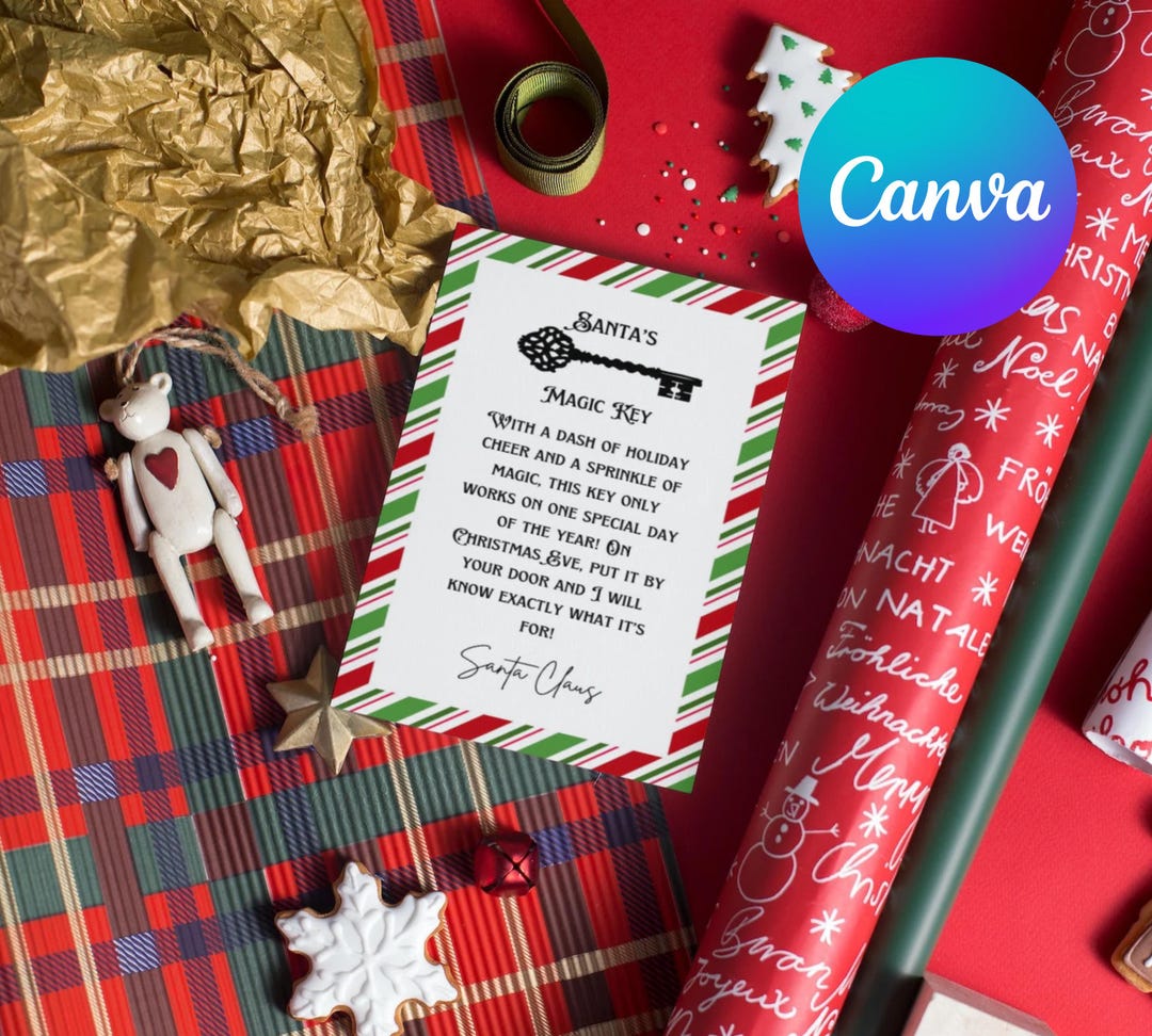 Editable Printable Santas Magic Key Template / Santa / Christmas / Xmas ...