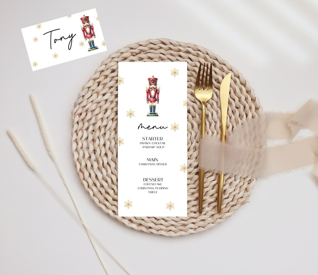 Editable Digital Nutcracker Christmas Menu and Place Card / Christmas ...