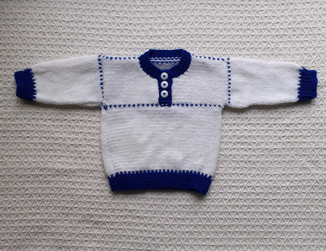 Cute Little Jumper in Pure White and Blue. for Age 12-18 Months. - Etsy