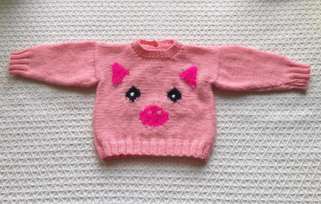 Cute in Pink, Piggy Jumper With Pig Face Pattern on the Front! in Pale ...