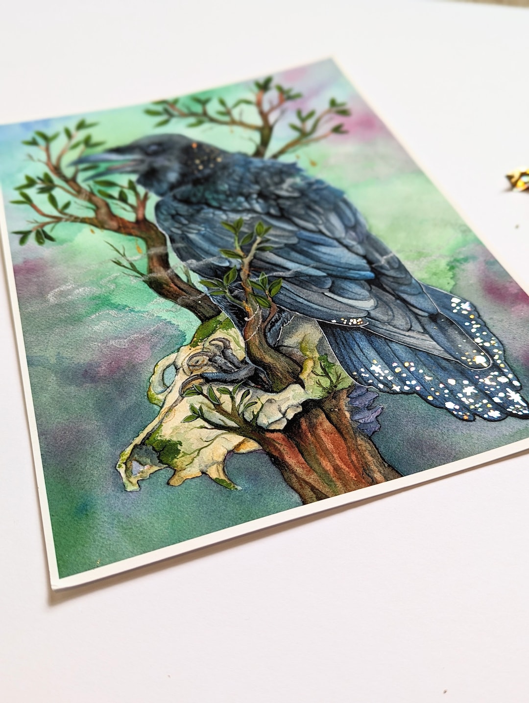 LIMITED EDITION Raven Guilded Print, Gilded Raven Art, Witchy Home ...