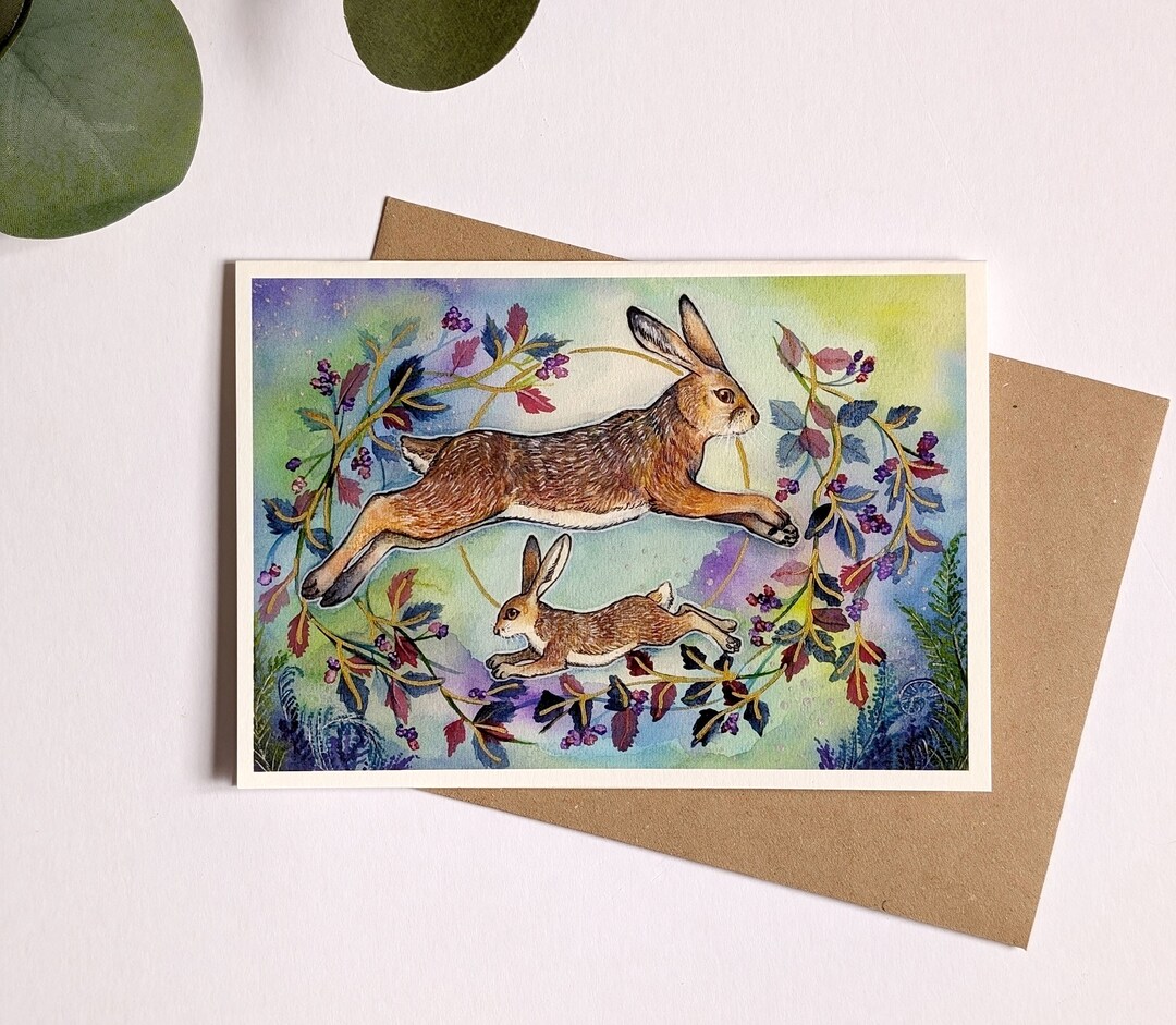 Hare Greetings Card for Nature Lovers, Animal Lover Card With Hares ...