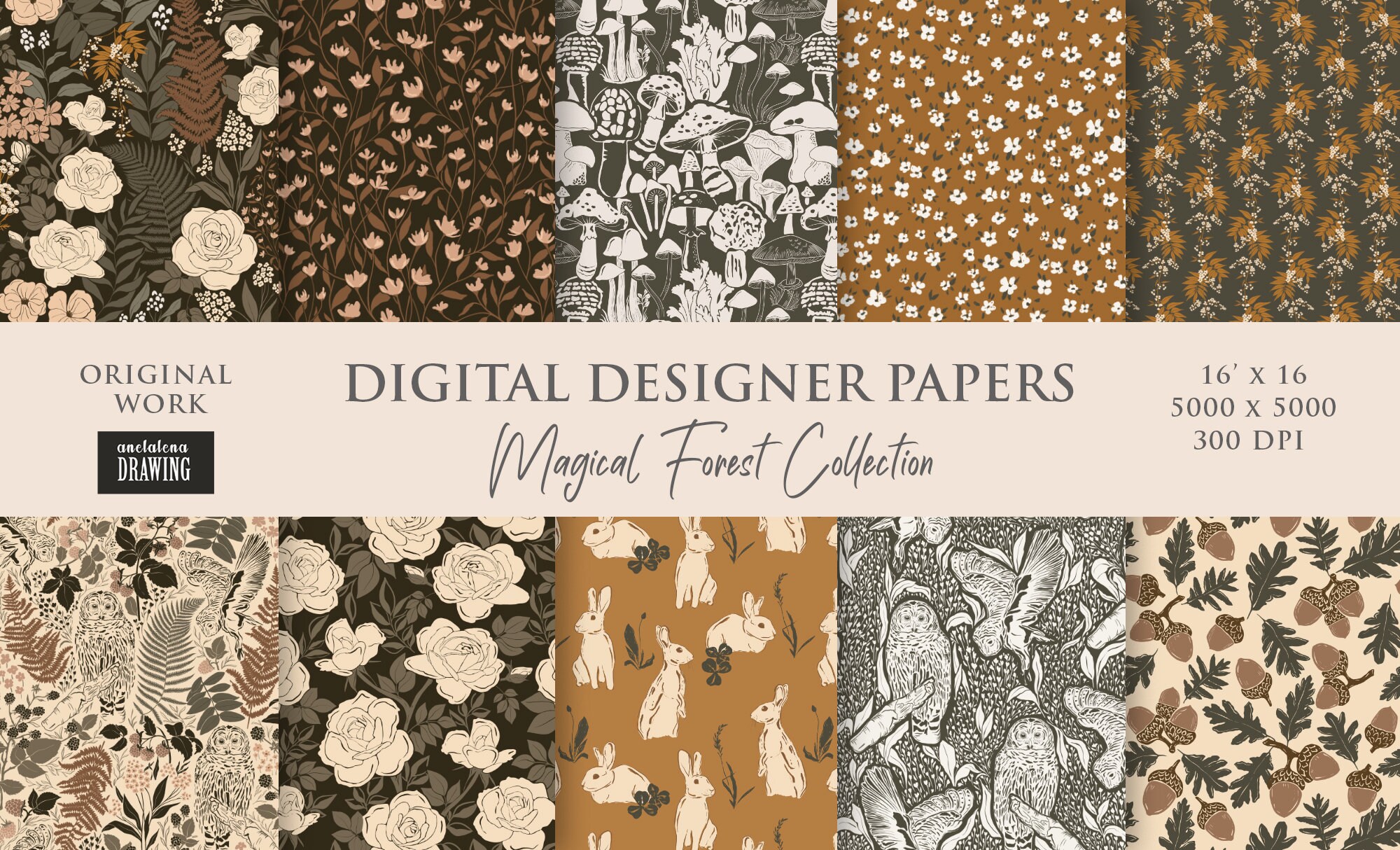 Magical Forest Collectcion Digital Papers - Commercial Use - Scrabook ...