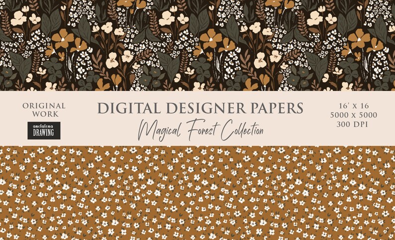 Magical Forest Collectcion Digital Papers - Commercial Use - Scrabook ...