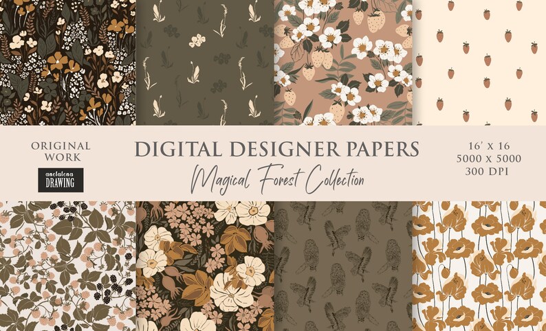 Magical Forest Collectcion Digital Papers - Commercial Use - Scrabook ...