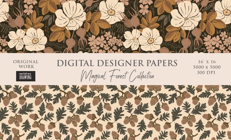 Magical Forest Collectcion Digital Papers - Commercial Use - Scrabook ...
