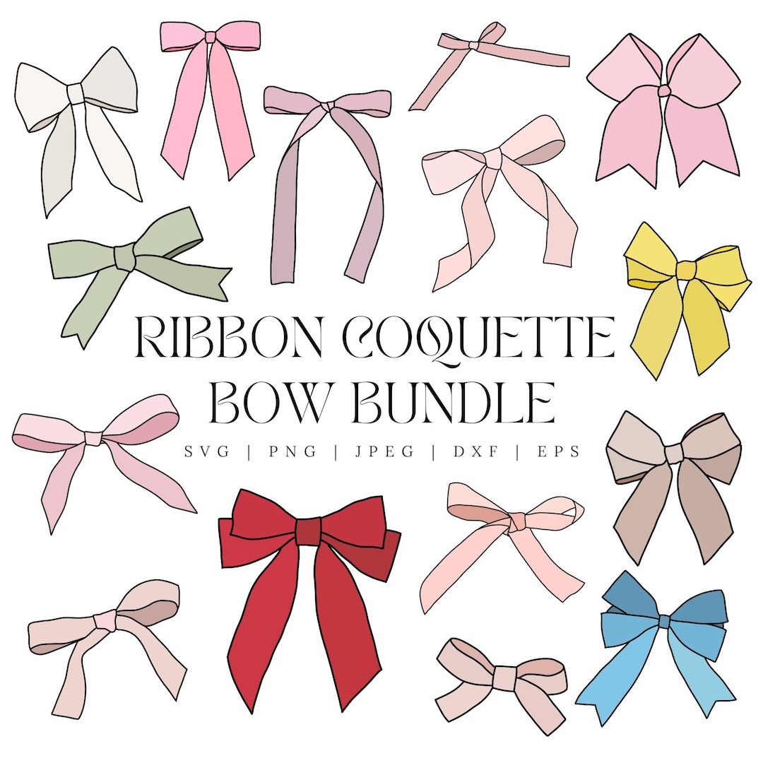 Ribbon Coquette Bow Svg Bundle, Ribbon Bow Svg, Ribbon Svg, Hair Bow ...