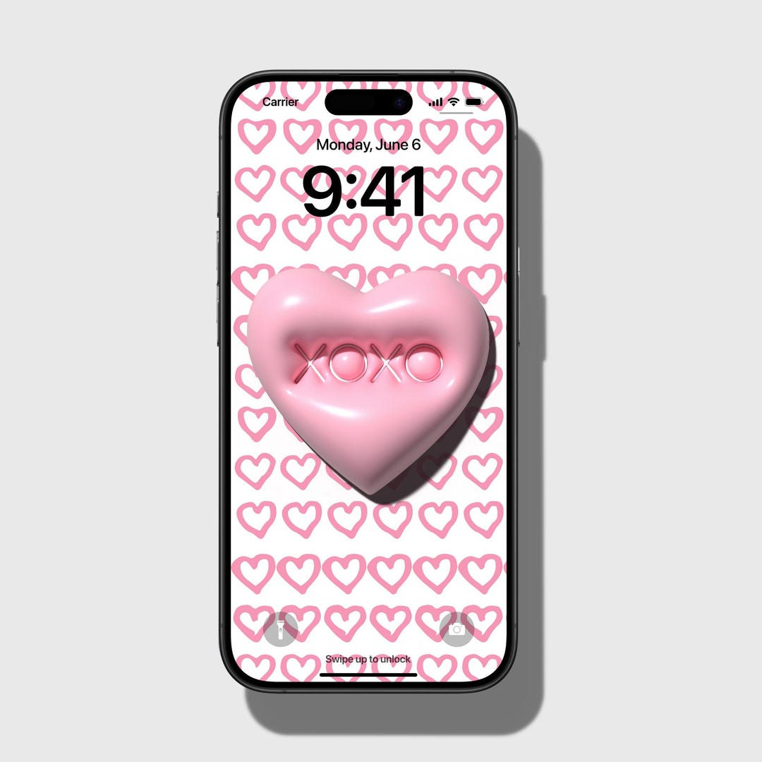 3D Valentines Phone Wallpaper Hearts iPhone Lock Screen Valentines Home ...