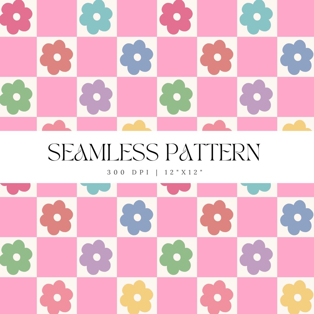Check Flower Seamless Repeat Pattern, Cute Backgrounds, Printable ...