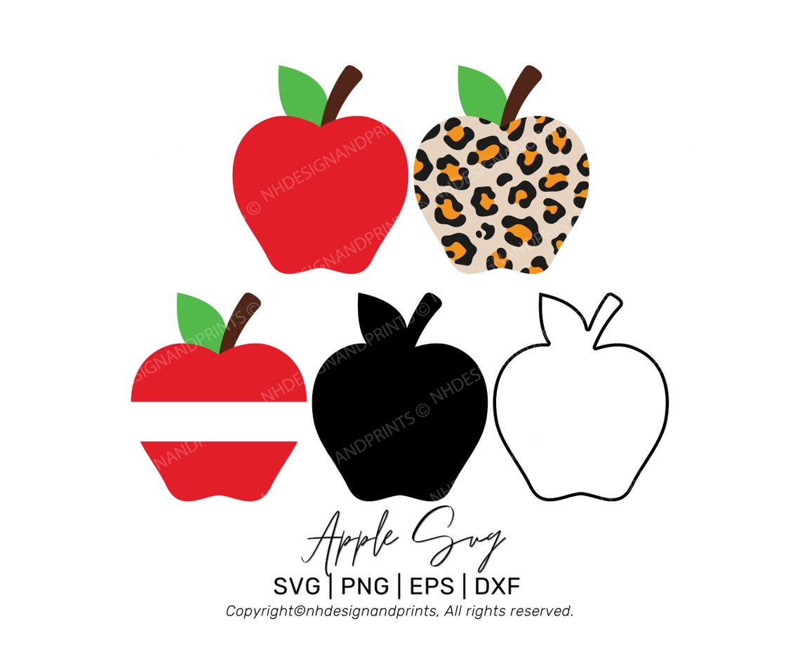 Apple Svg, Apple Clipart, Teacher Svg, School Svg, Silhouette Cut Files ...