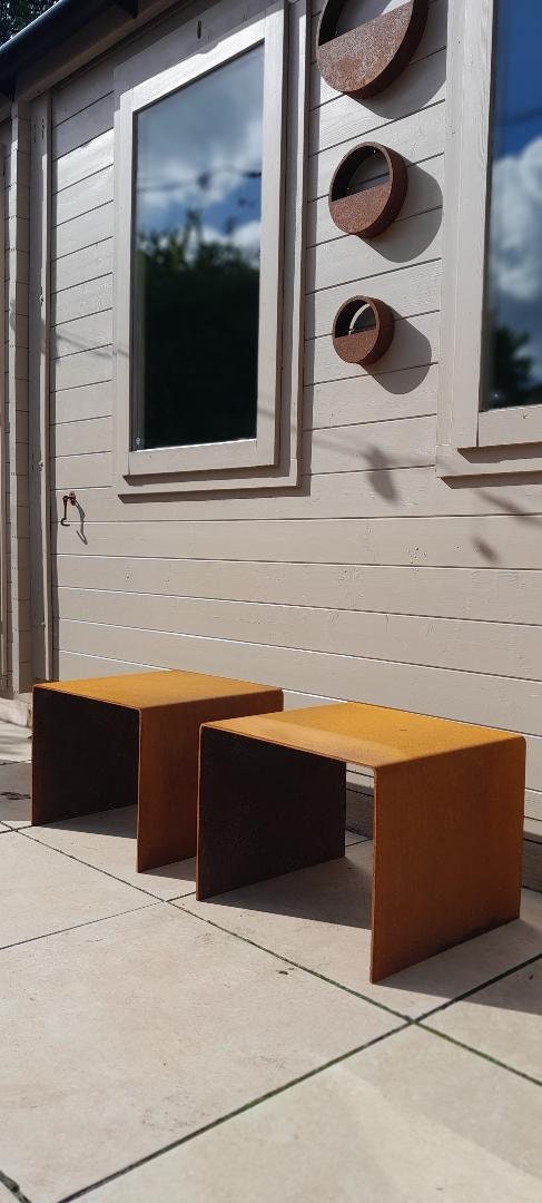 Corten Steel Stool, Corten Side Table , Corten Steel Lamp Table , Steel ...
