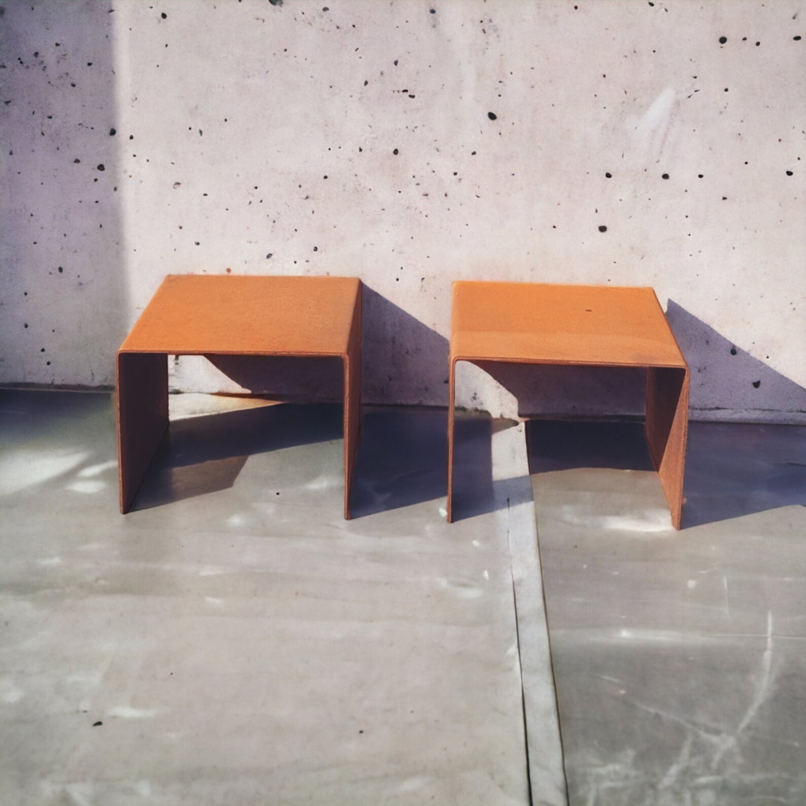 Corten Steel Stool, Corten Side Table , Corten Steel Lamp Table , Steel ...