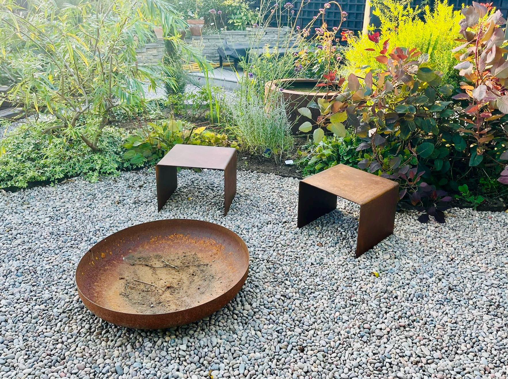 Corten Steel Stool, Corten Side Table , Corten Steel Lamp Table , Steel ...