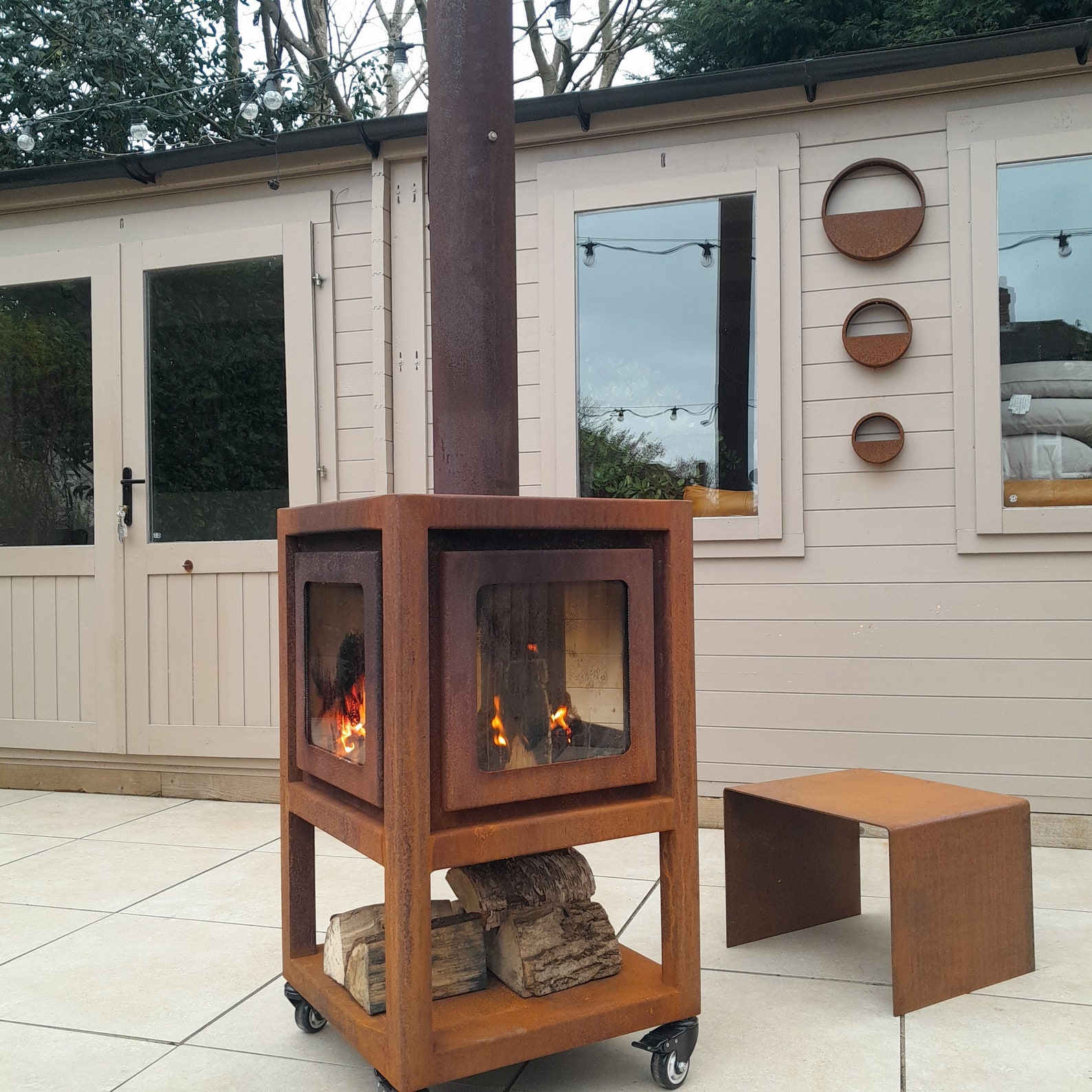 Corten Steel Stool, Corten Side Table , Corten Steel Lamp Table , Steel ...