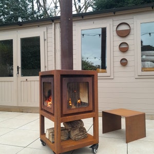 Corten Steel Stool, Corten Side Table , Corten Steel Lamp Table , Steel ...