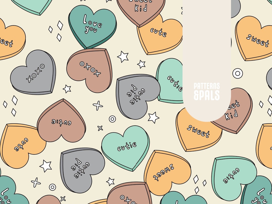 Candy Valentine Seamless Repeat Pattern for Fabric Sublimation, Retro ...