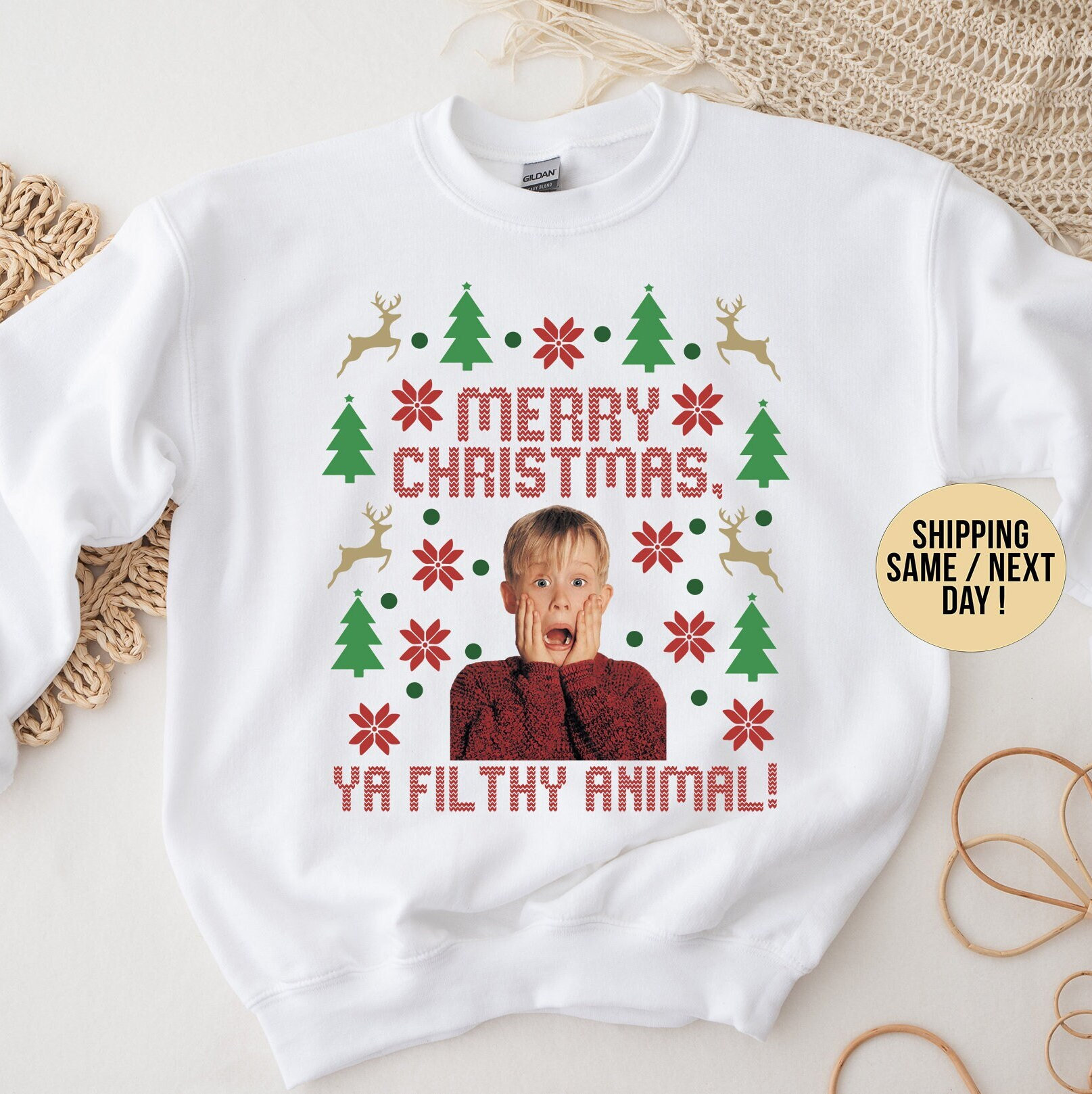 Merry Christmas Ya Filthy Animal T-shirt - Funny Movie Quote Xmas Tee ...